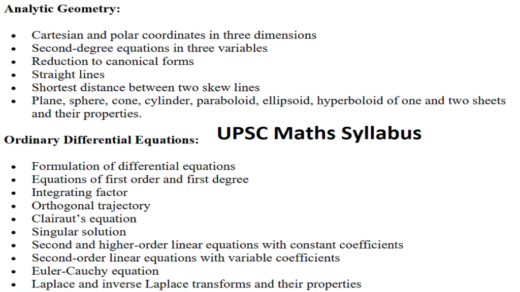 UPSC Maths Optional Syllabus 2025 for Paper 1, 2