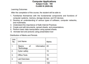 CBSE Class 10 Computer Syllabus 2025-26, PDF Download