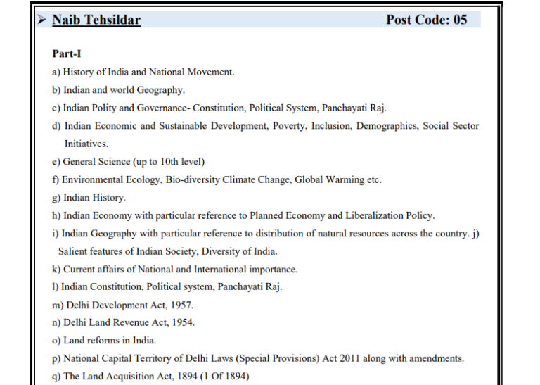 DDA Naib Tehsildar Syllabus 2025, Explore Exam Pattern